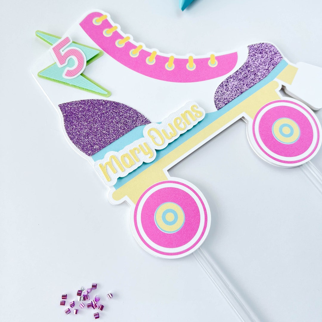 Roller Skate Cake Topper With Vibrant Colors.this Layered Cake Topper ...