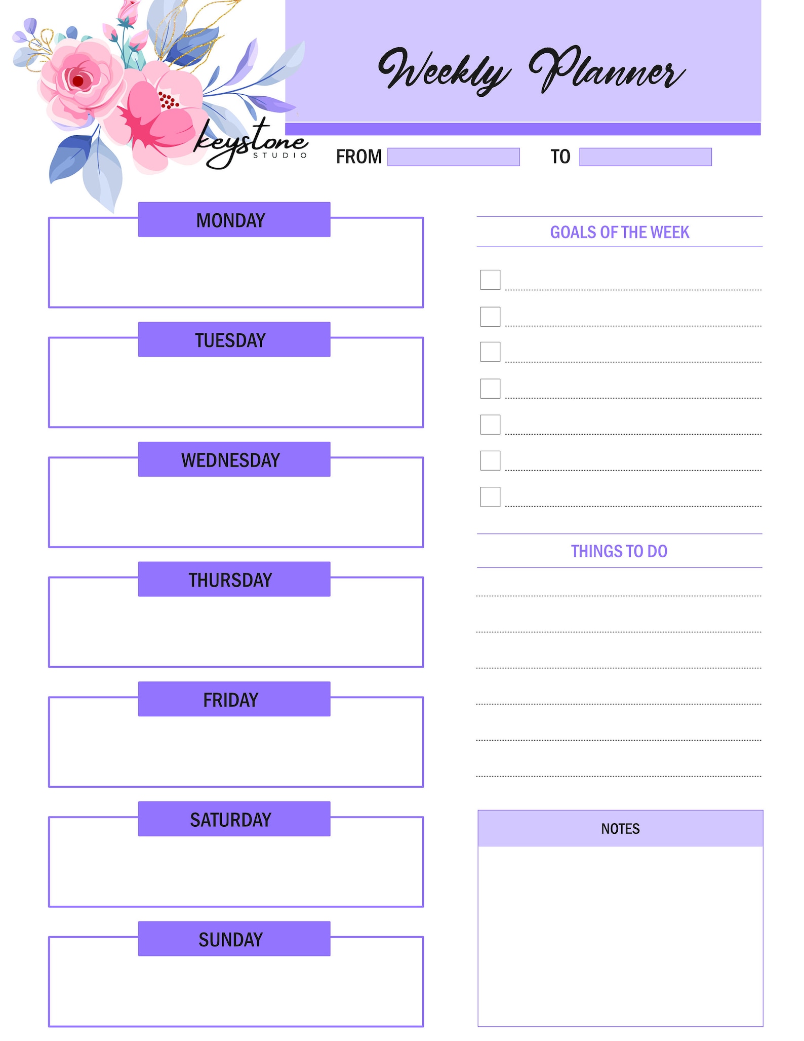 Weekly Planner Printable, to Do List Printable, Weekly Meal Planner ...