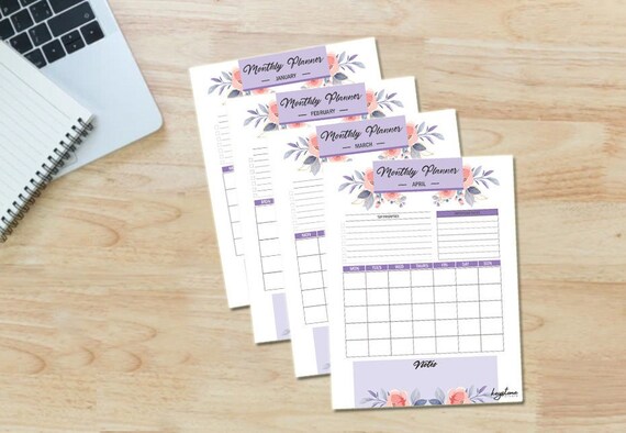 2022 Printable Monthly Planner Monthly Calendar Monthly | Etsy