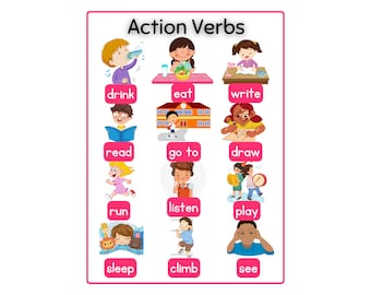 Action Verbs Poster - Etsy Australia