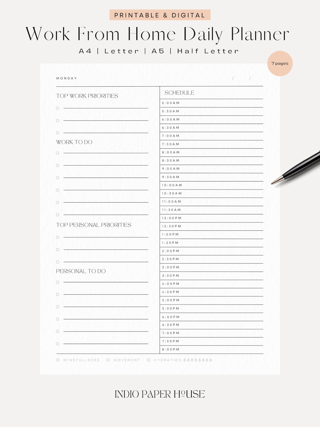 Work From Home Daily Planner Daily Hourly Planner Etsy work-from-home-daily-planner-daily-hourly-planner-etsy