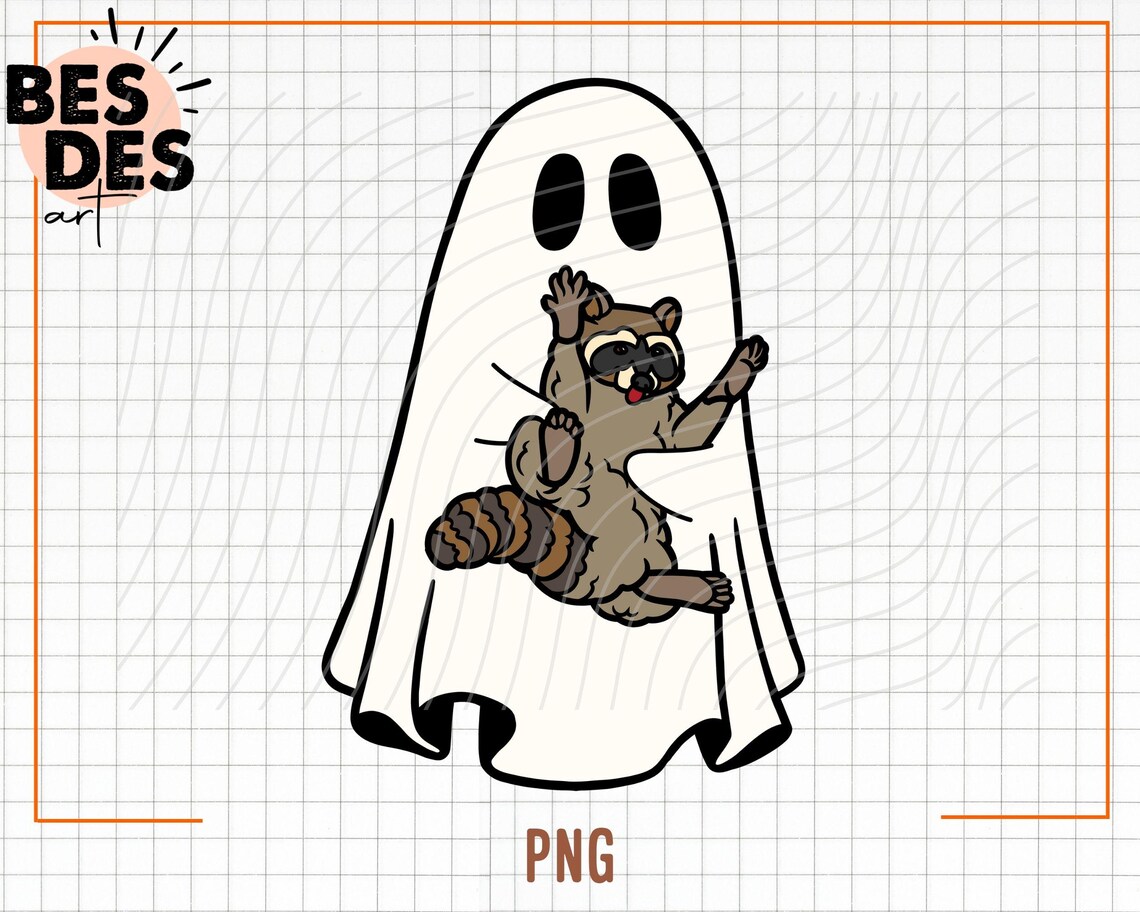 Сute Ghost and Raccoon Halloween Png, Ghost Png, Boo Png, Funny ...