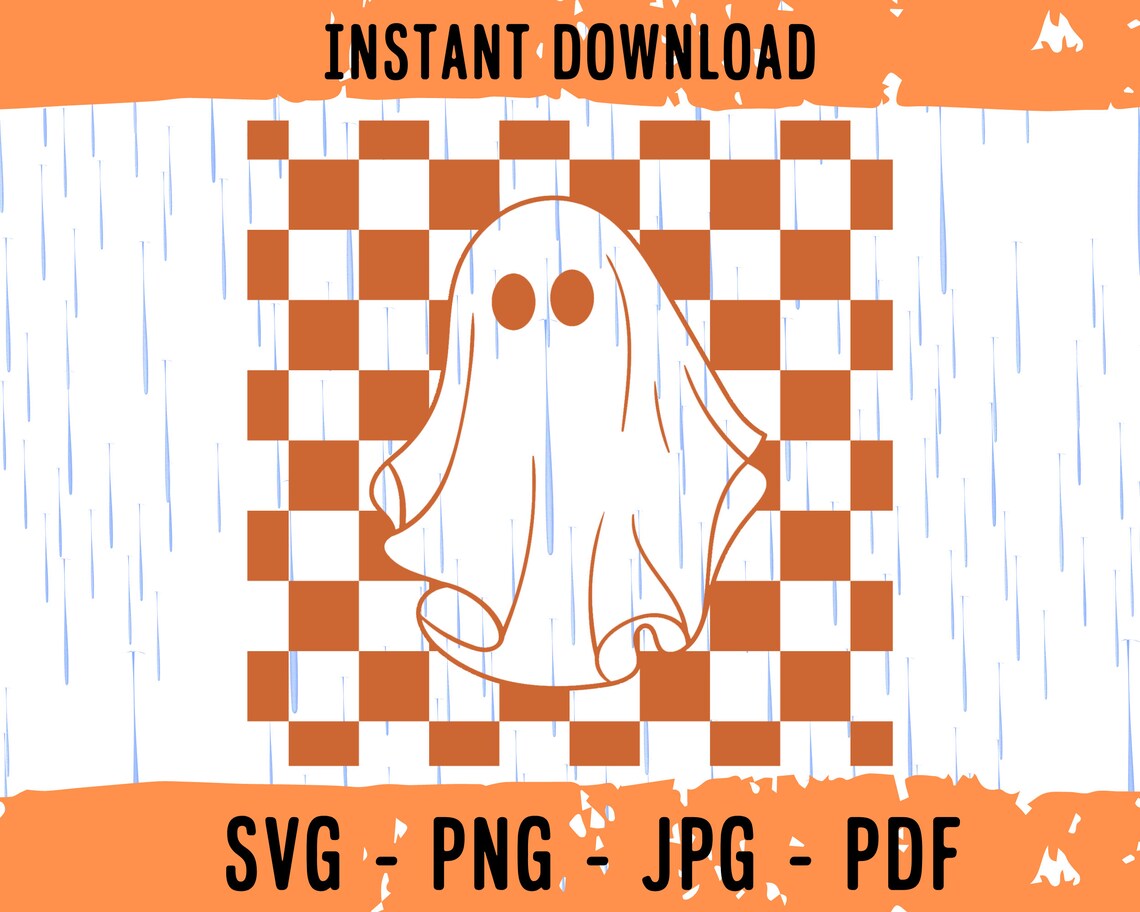 Checkered Ghost Svg Halloween Ghost Svg Spooky Season Svg - Etsy