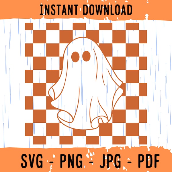 Checkered Ghost Svg - Etsy