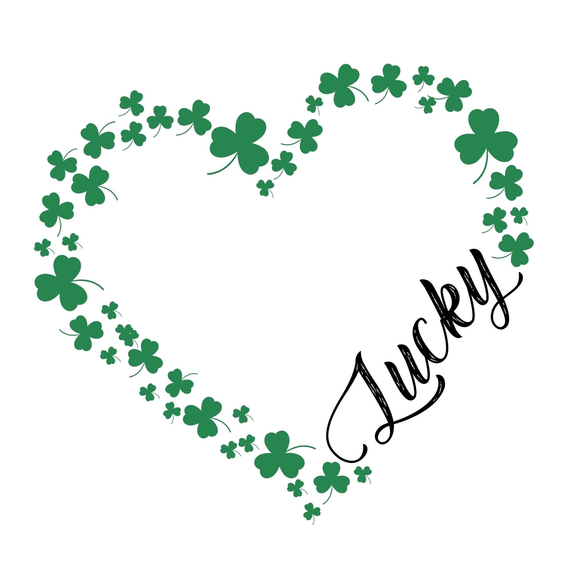 Heart Shamrock Svg, Love Clover With Lucky Svg, Shamrock Cut Files for ...