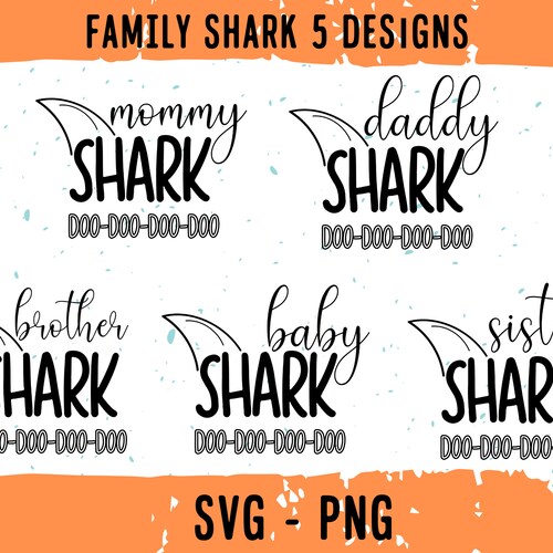 Family Shark Daddy Mommy Brother Baby Shark Doo Doo Cut - Etsy