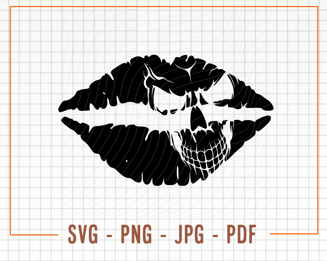 Lip Skull Print Kiss SVG, Digital Download, Cricut, Silhouette ...