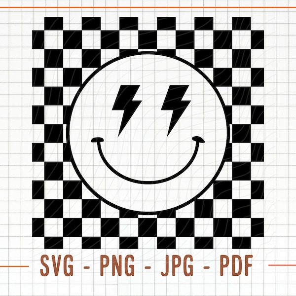 Smiley Face With Lightning Bolt Eyes - Etsy