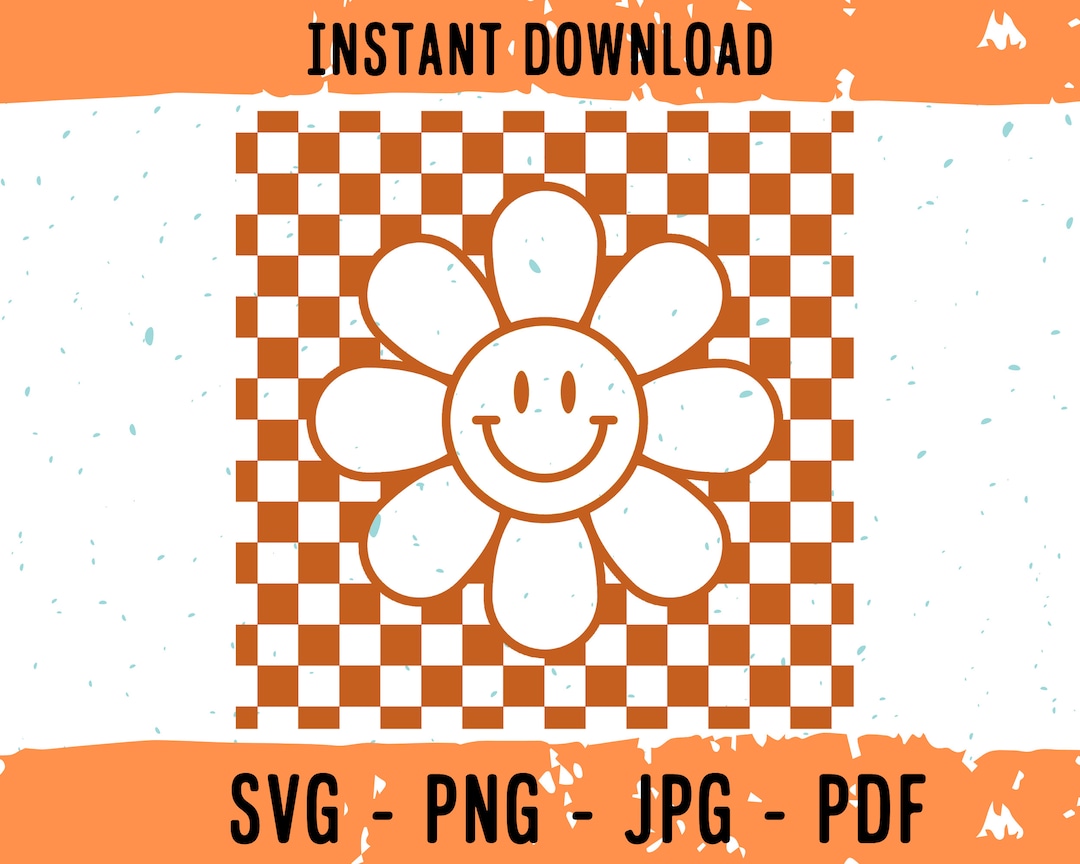 Checkered Smile Daisy Svg, Funny Smile Svg, Smile Daisy, Smiling Daisy ...