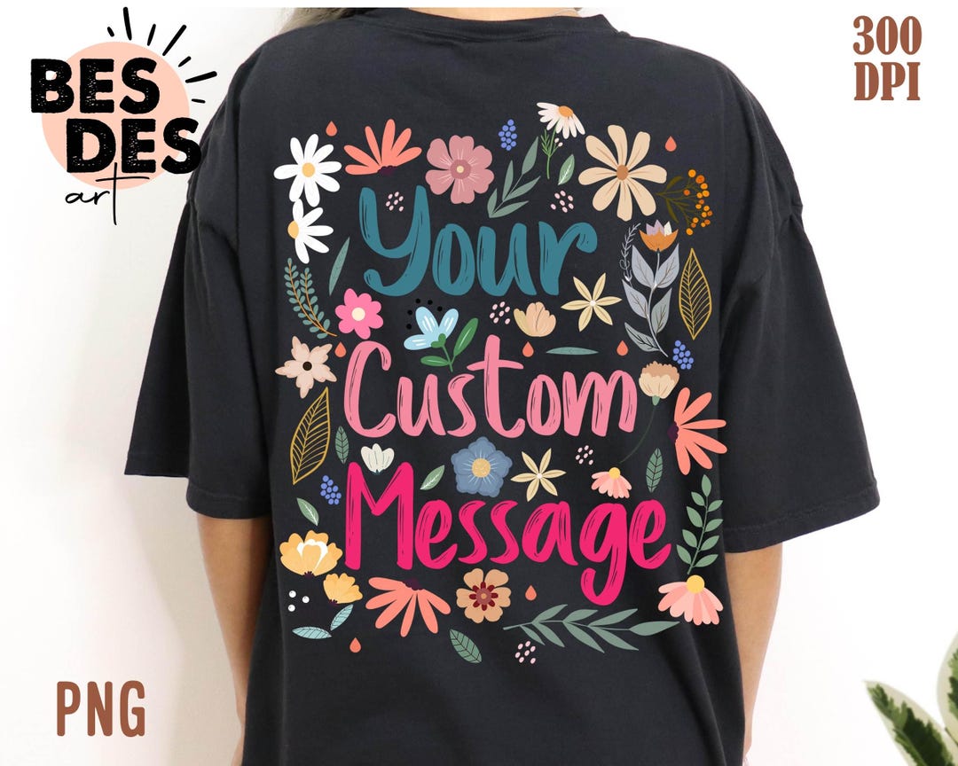 Boho Floral Custom Text PNG, Custom Png Design, Retro Floral Custom ...