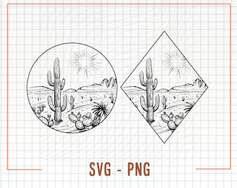 Cactus Svg, Cactus Scene Svg Bundle Desert Landscape Svg, Cactus Cut ...