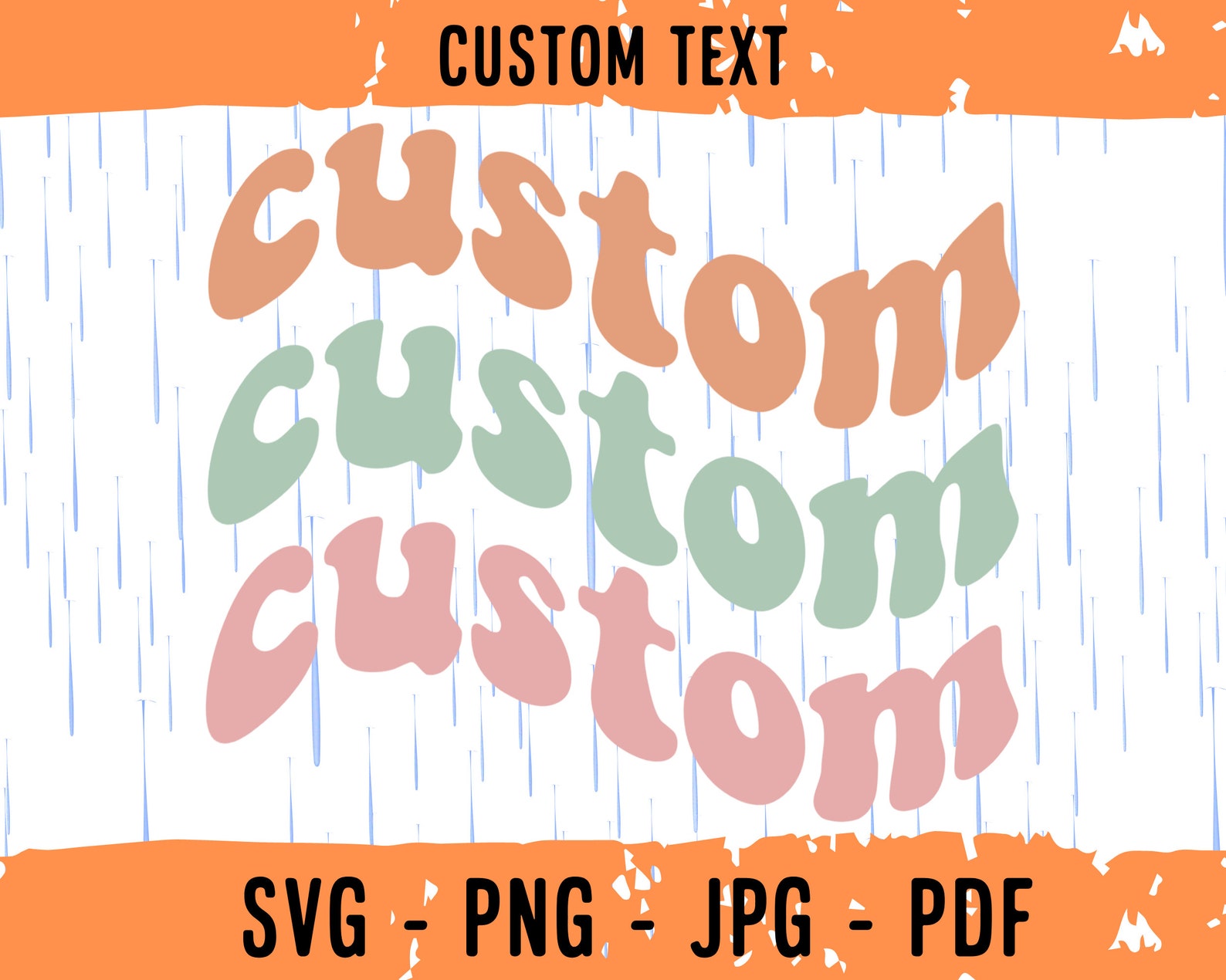 Custom Wavy Stacked SVG Personalized Customized Retro Wavy - Etsy