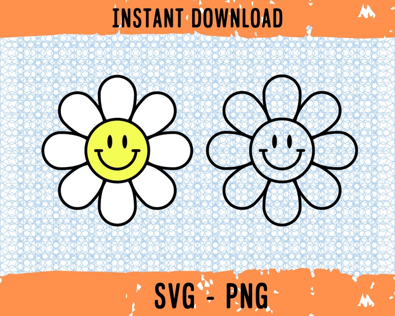 Retro Daisy Smiley Face Svg Digital Download Flower Daisy | Etsy Australia