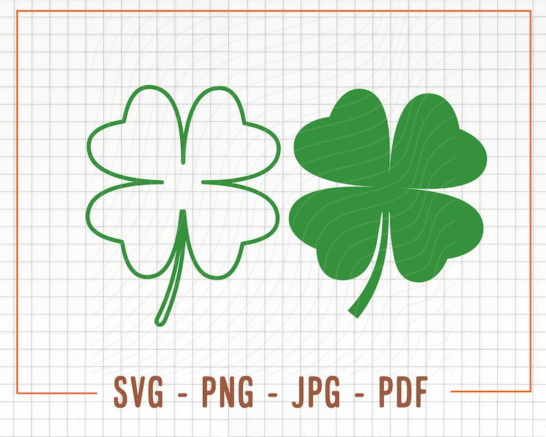 Solid and Outline Four-leaf Shamrock Shamrock for Luck Saint - Etsy