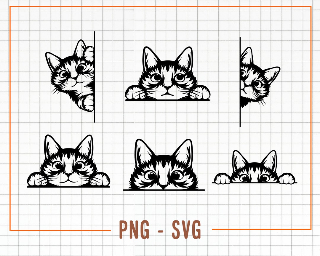 Cute Cats SVG Bundle, Peeking Cat, Funny Kitty, Cat Svg, Pet Svg ...