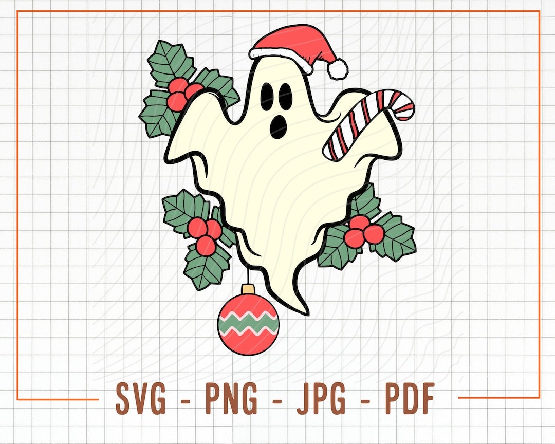 Christmas Ghost Svg, Spooky Christmas Svg, Halloween Christmas Design ...