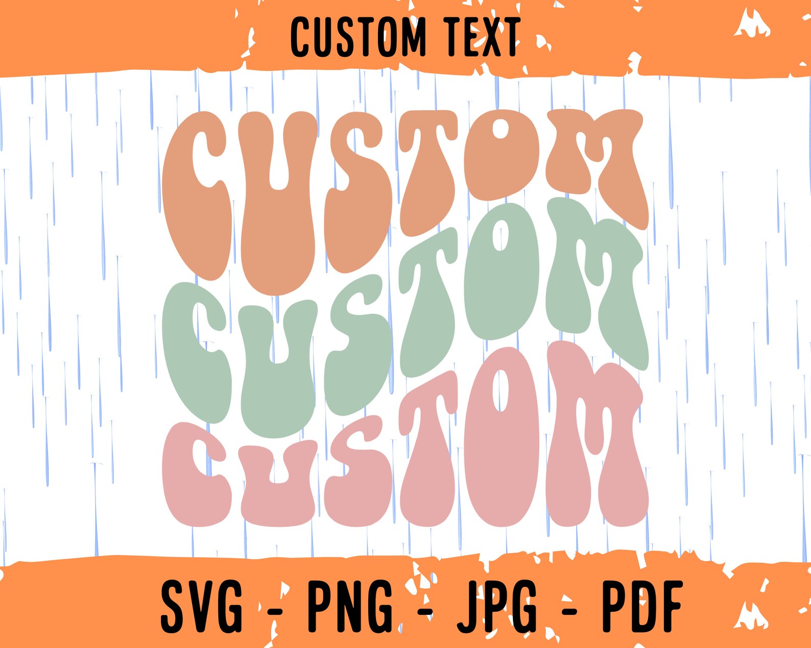 Custom Wavy Stacked SVG Personalized Customized Retro Wavy - Etsy