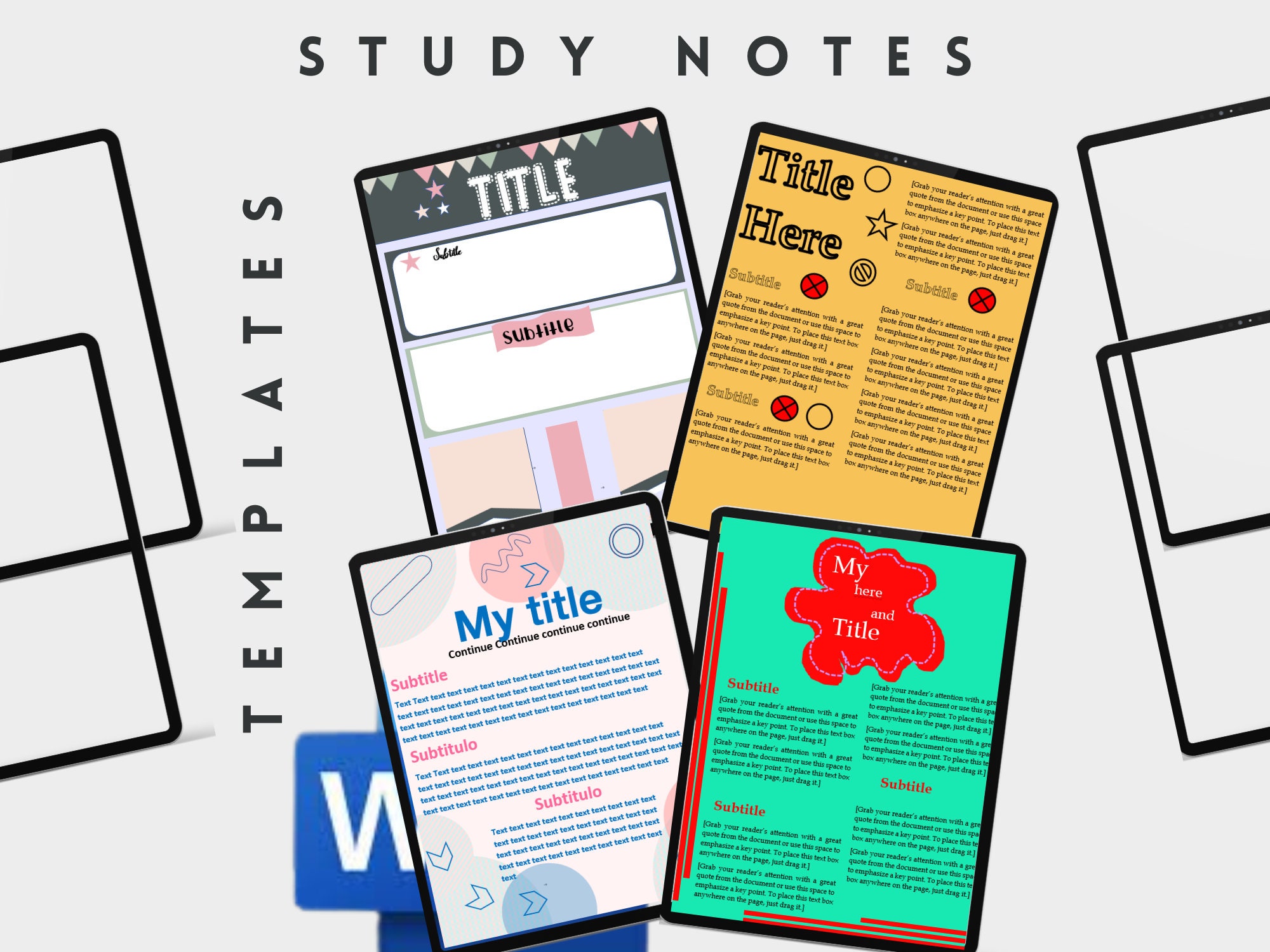 Templates for Taking Notes in Word, Study Notes, Templates for Study ...