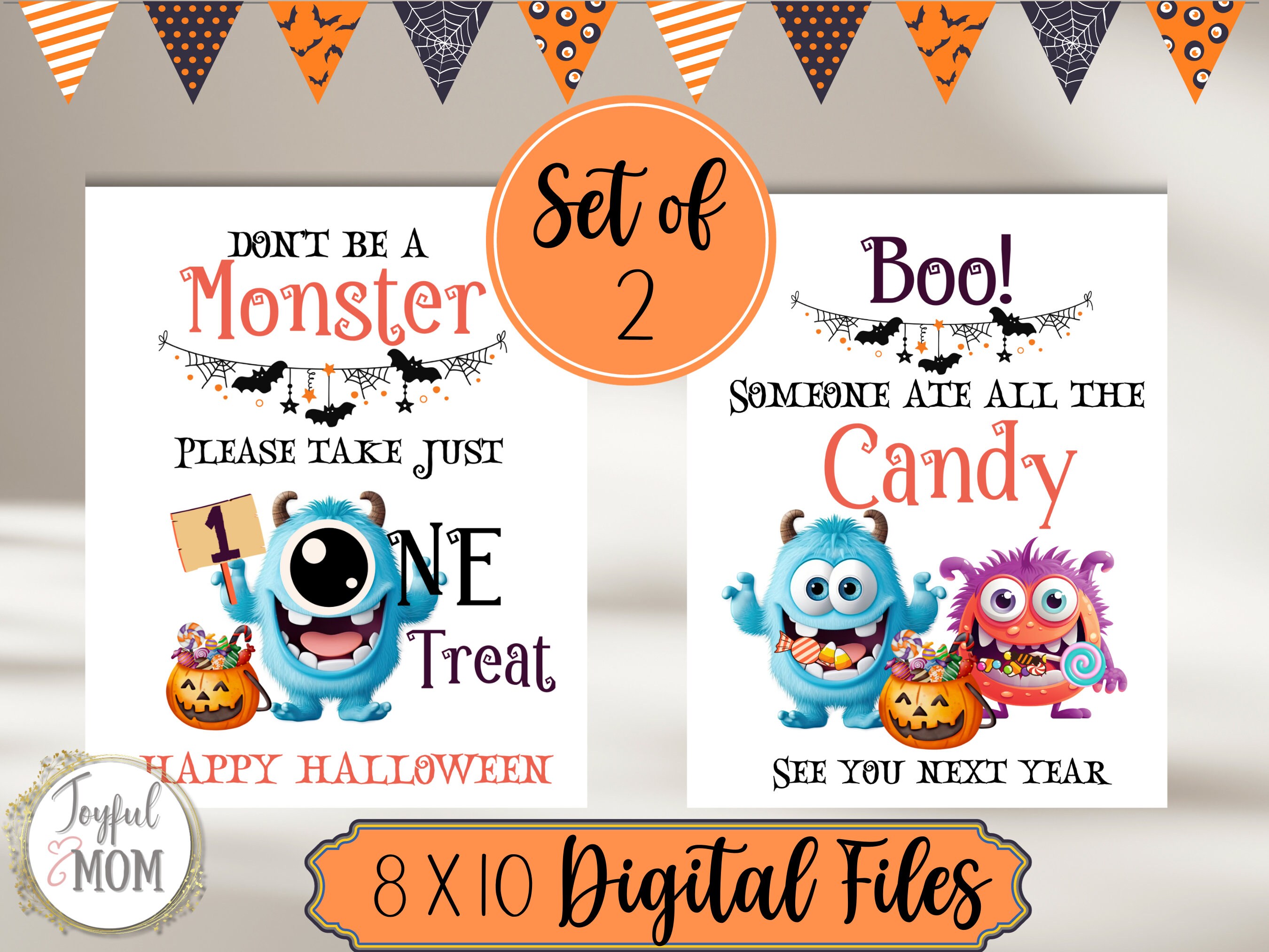 Halloween Candy Bowl Sign, Set of Two Printable Halloween Signs, Take ...