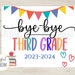 Hello Third Grade Printable Sign First Day of School First and Last Day ...
