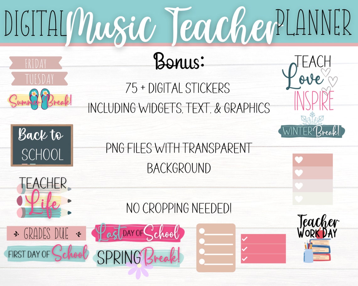 Digital Music Teacher Planner K 6th Grade Digital Planner for Music ...