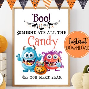 Halloween Candy Bowl Sign, Set of Two Printable Halloween Signs, Take ...