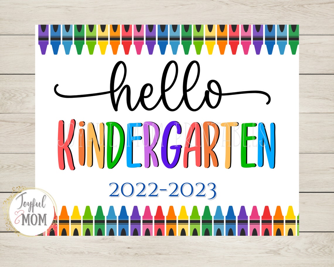 Hello Kindergarten First Day of School Sign Hello - Etsy