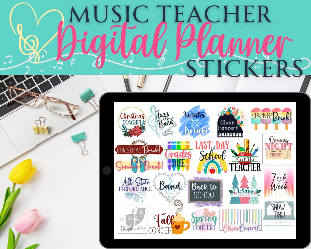 Music Teacher Digital Planner Stickers| Digital Stickers for Teacher ...