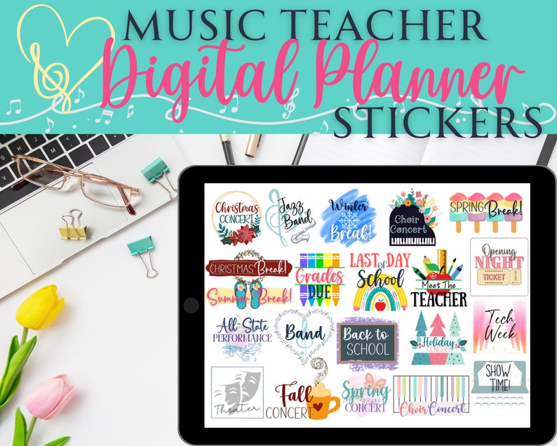 Music Teacher Digital Planner Stickers| Digital Stickers for Teacher ...