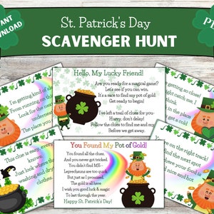 St Patricks Day Scavenger Hunt, Leprechaun Treasure Hunt, St Patricks ...