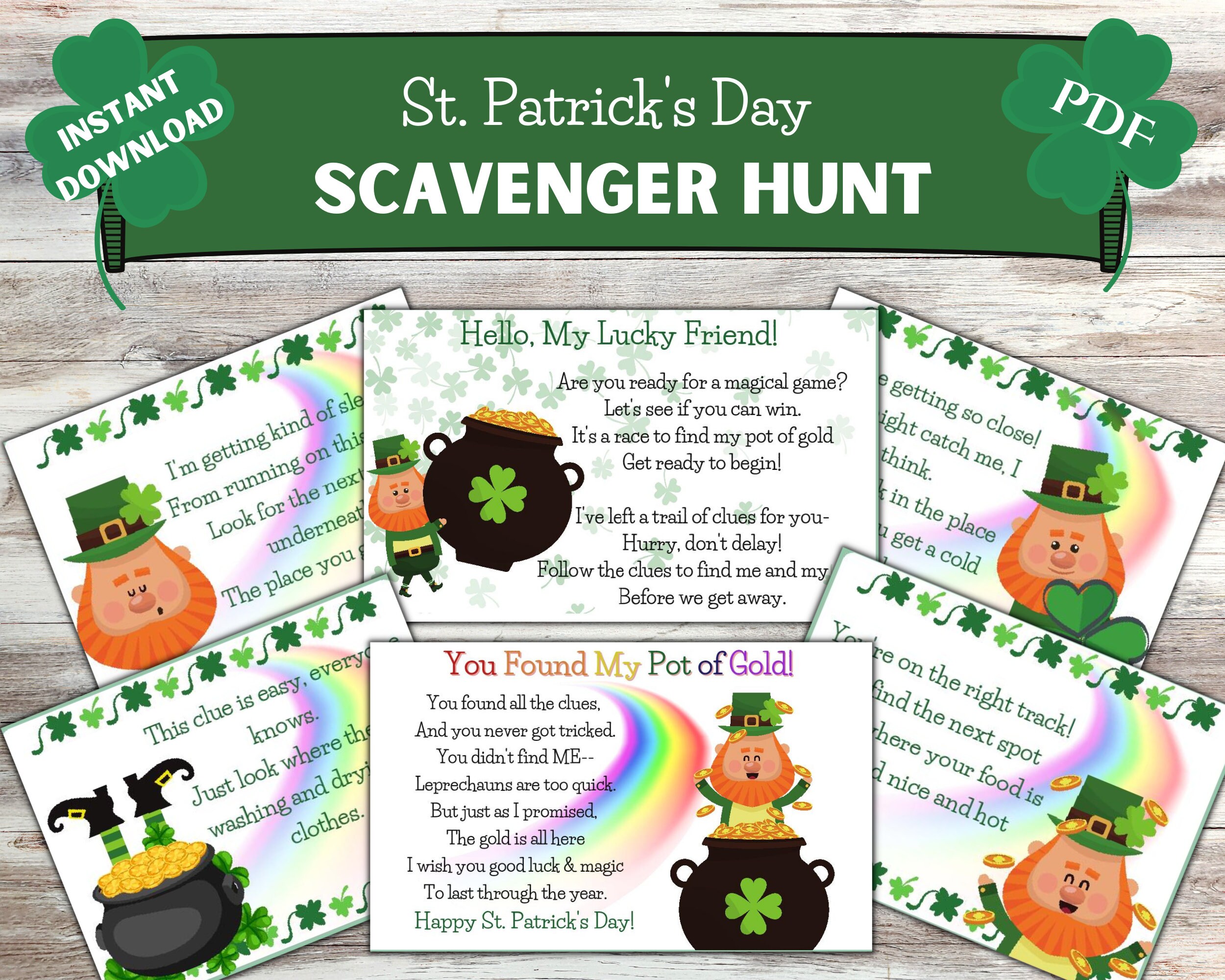 St Patricks Day Scavenger Hunt, Leprechaun Treasure Hunt, St Patricks ...