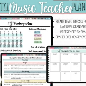 Digital Music Teacher Planner K 6th Grade Digital Planner for Music ...