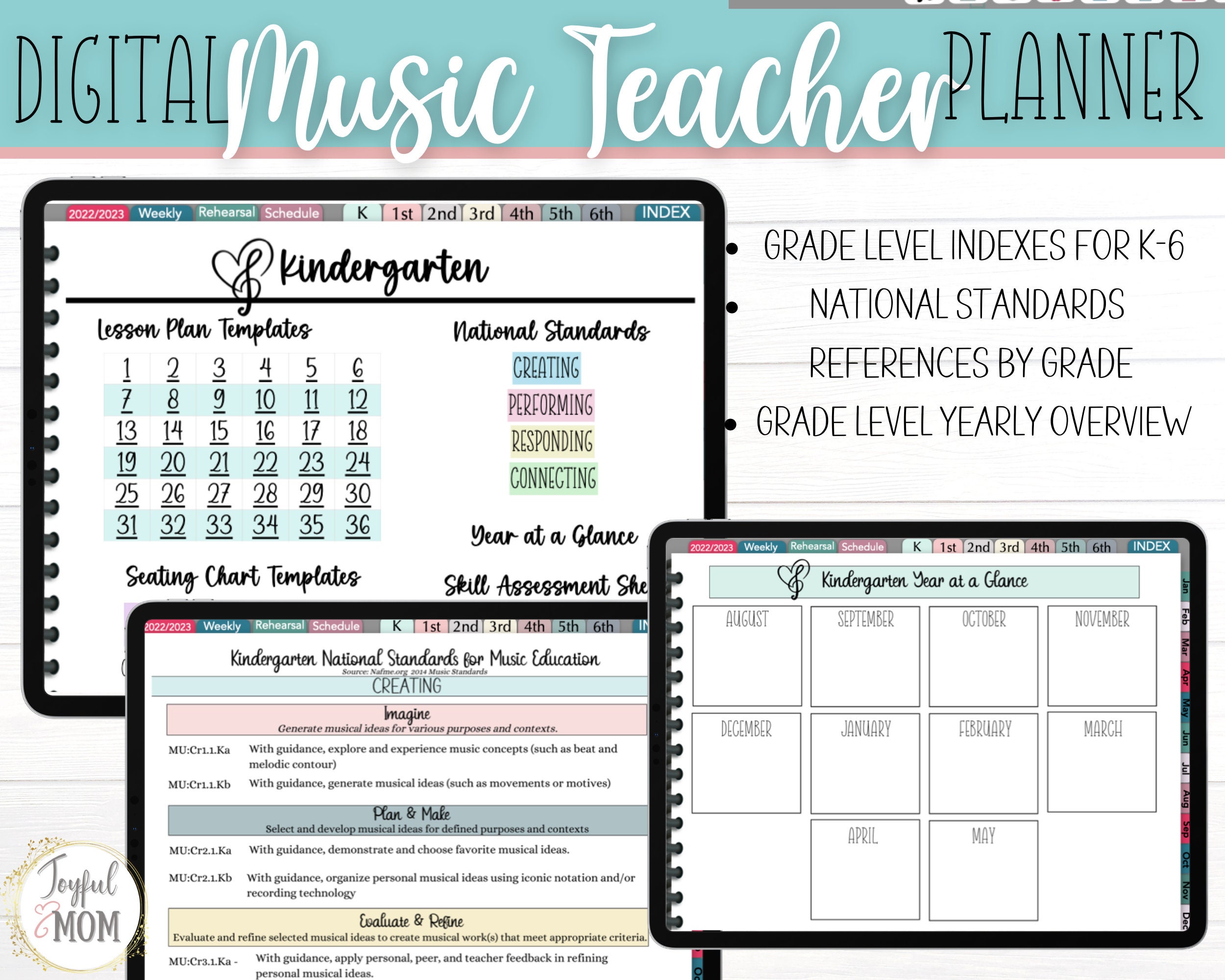 Digital Music Teacher Planner K 6th Grade Digital Planner for Music ...