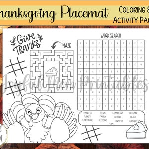 Thanksgiving Games | Thanksgiving Coloring and Activity Pages | Bundle ...