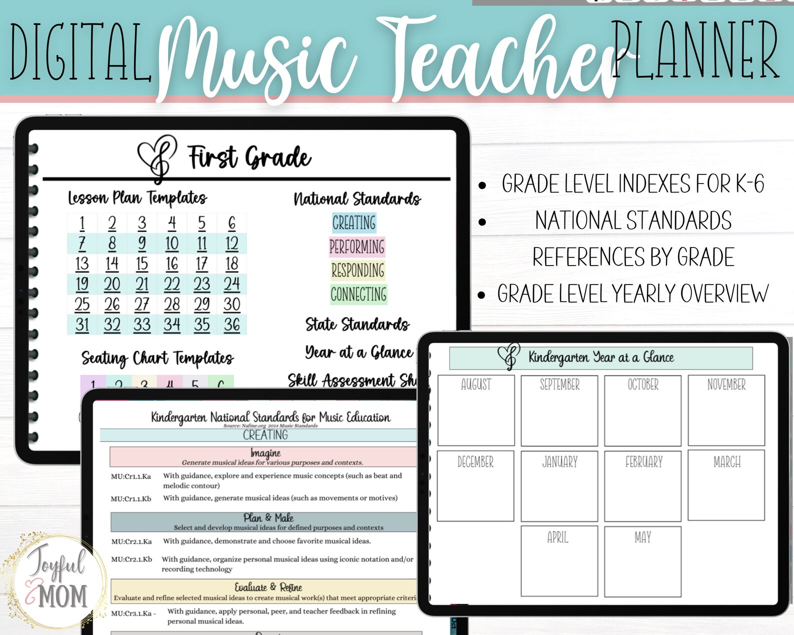 Digital Music Teacher Planner K- 6th Grade| Digital Planner for Music ...