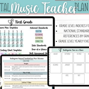 Digital Music Teacher Planner K- 6th Grade| Digital Planner for Music ...