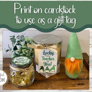 St. Patrick's Day Gnome Gift Tag, St. Patrick's Day Printable Gift Tag ...