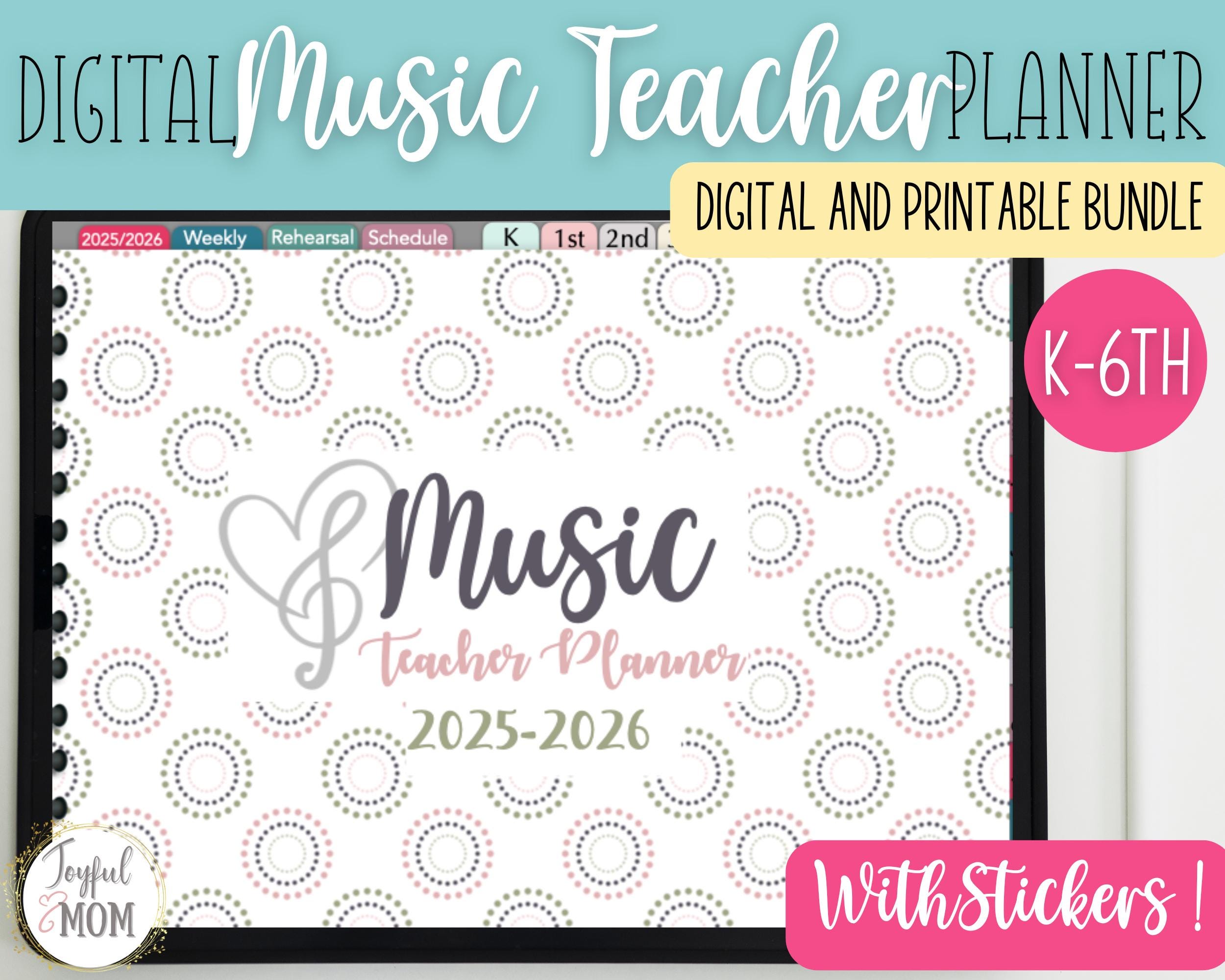 Digital Music Teacher Planner K- 6th Grade| Digital Planner for Music ...