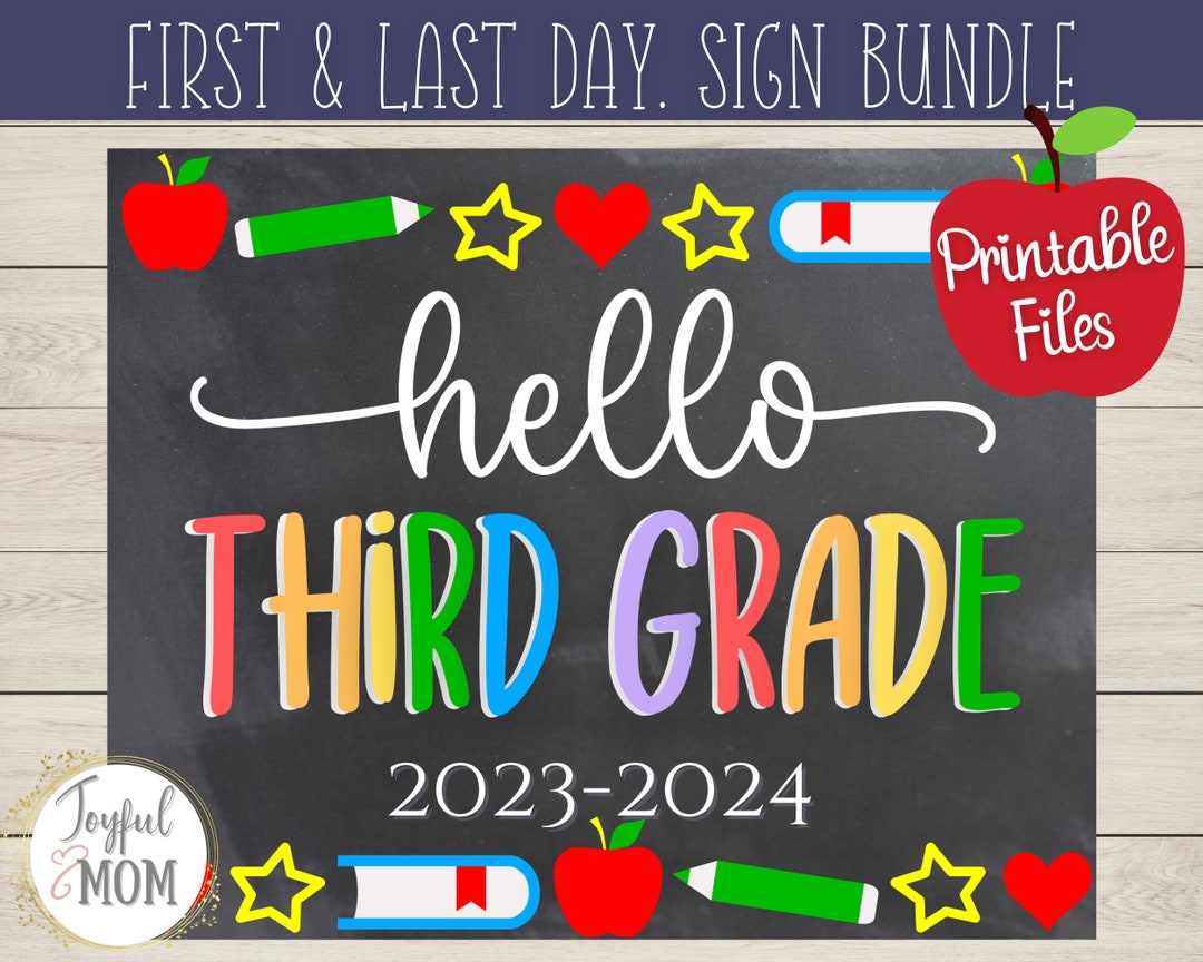 Hola cartel imprimible de tercer grado / cartel del primer día de ...