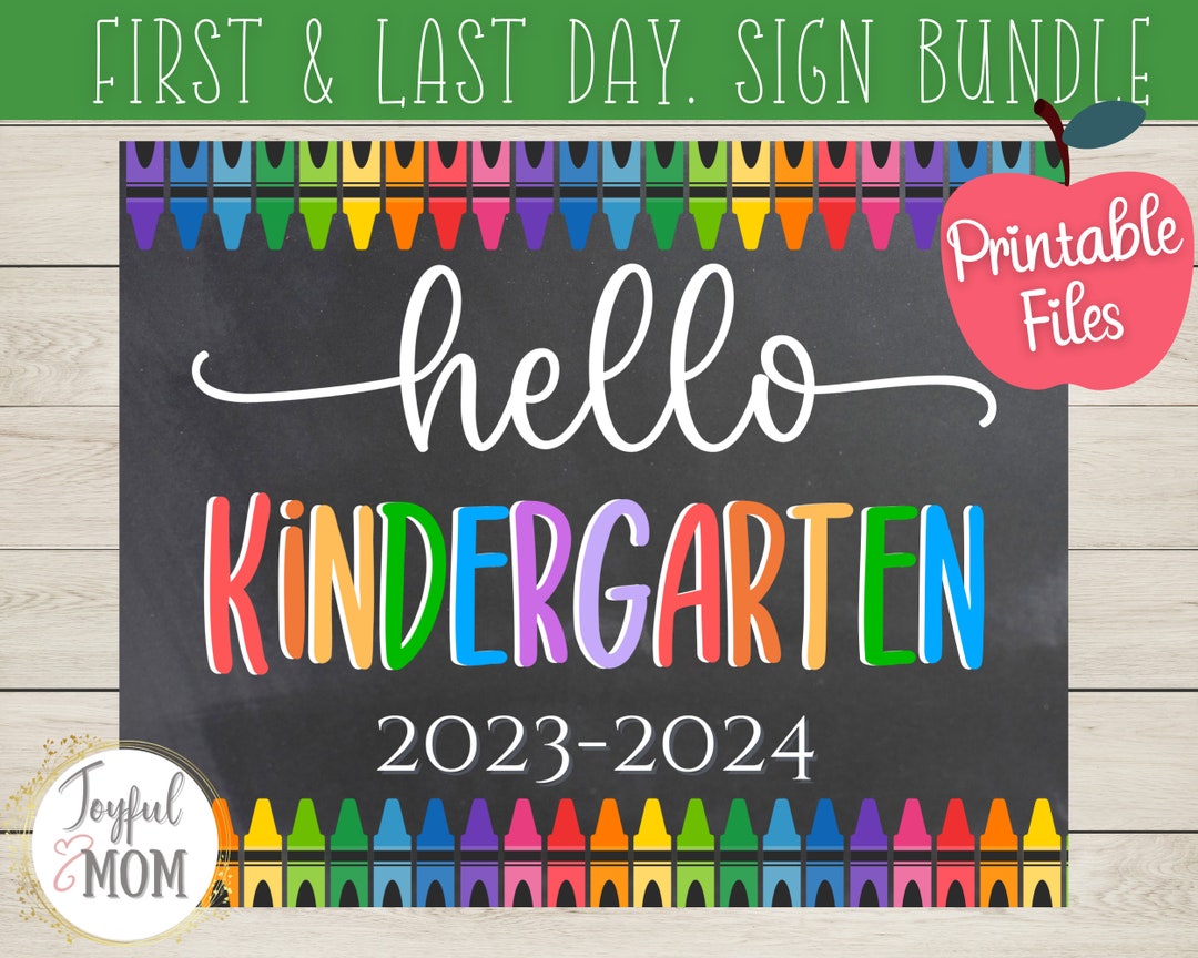 Hello Kindergarten First Day of School Sign Hello Kindergarten ...
