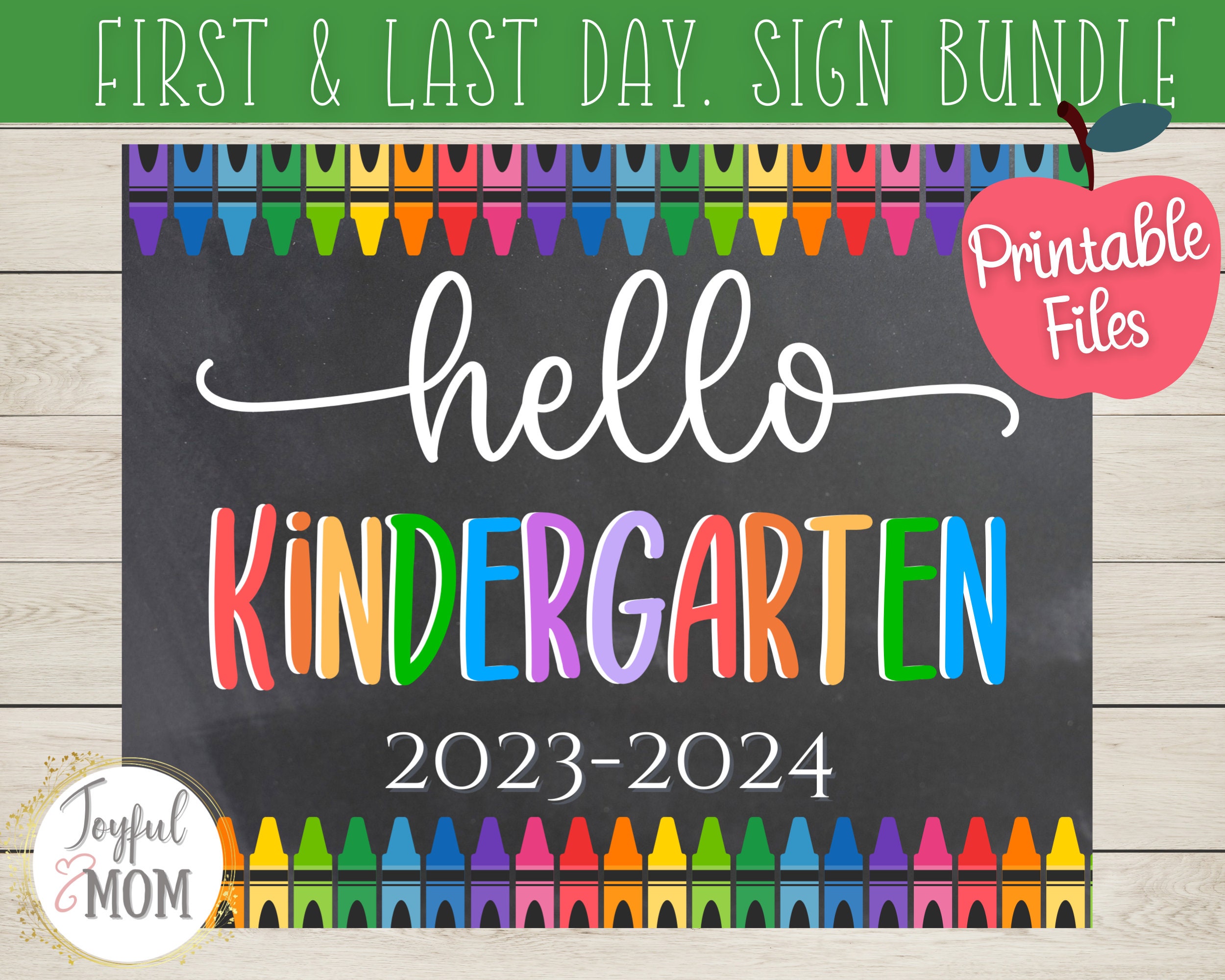 Hello Kindergarten First Day of School Sign Hello Kindergarten ...