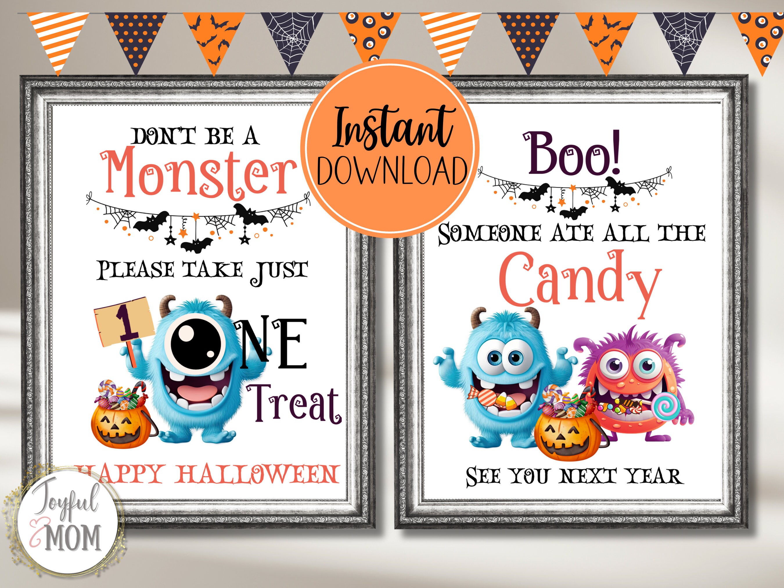 Halloween Candy Bowl Sign, Set of Two Printable Halloween Signs, Take ...
