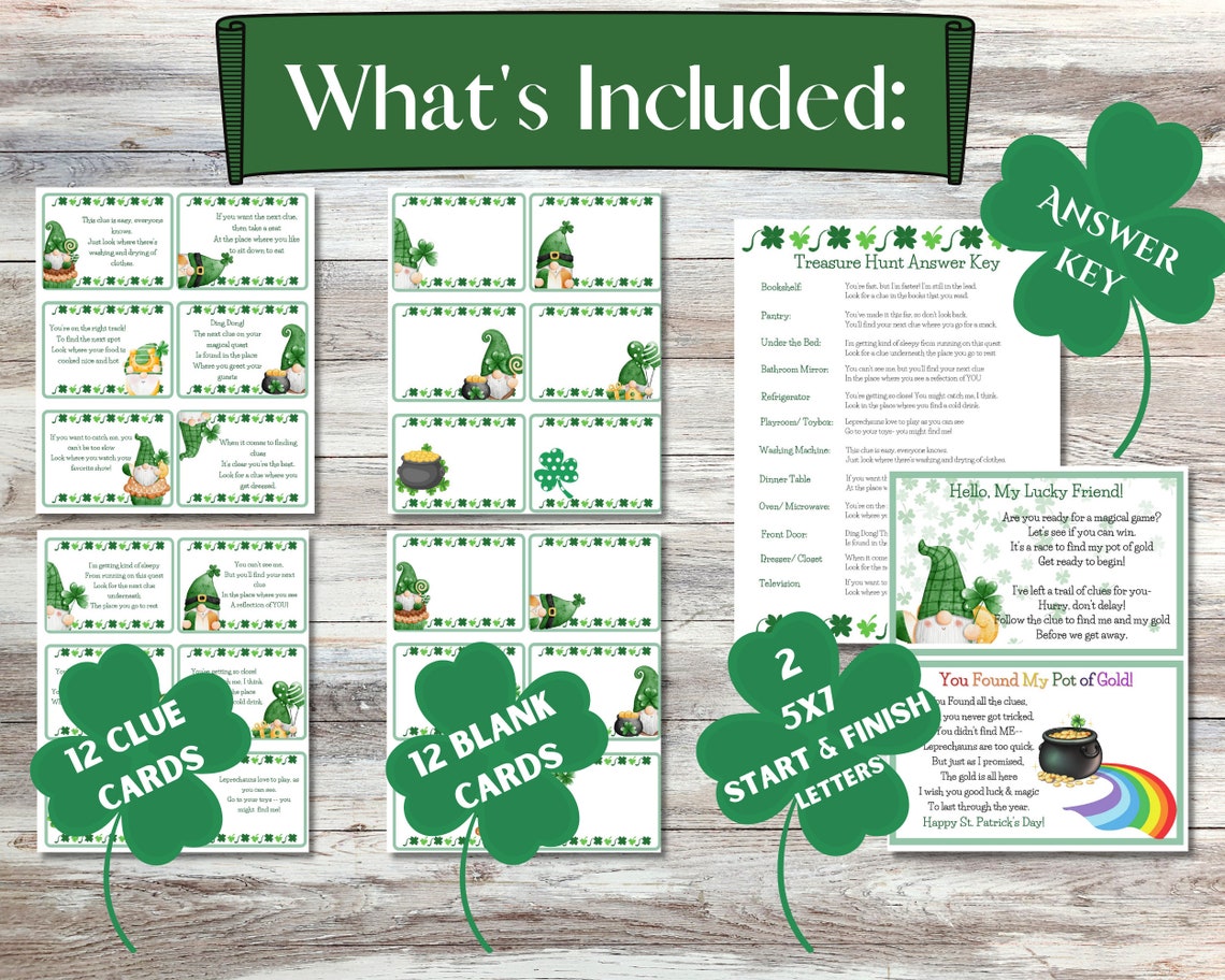 St.patrick's Day Gnome Scavenger Hunt, St. Patrick's Day Printable ...