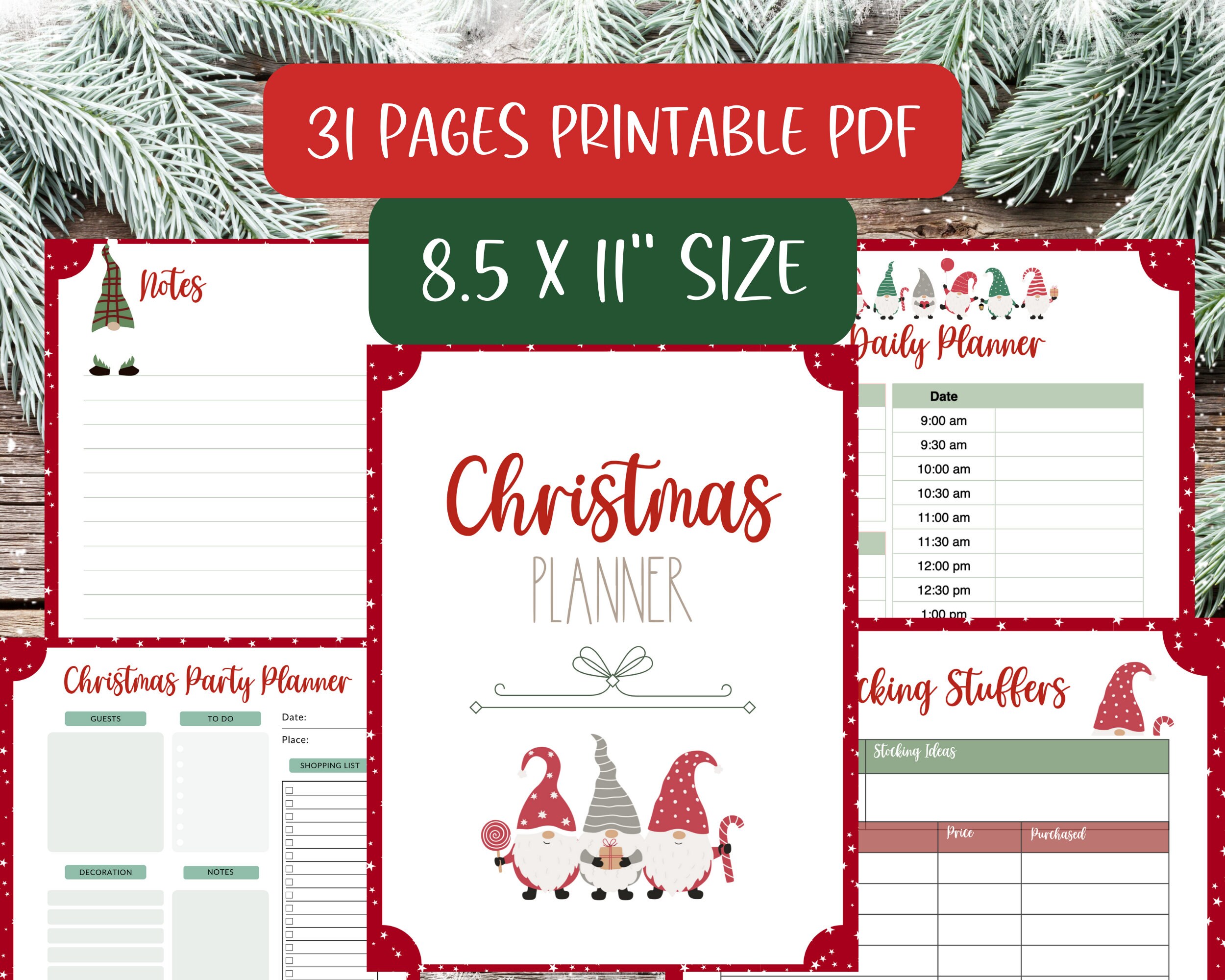 Gnome Christmas Planner Printable | Printable Christmas Planner ...