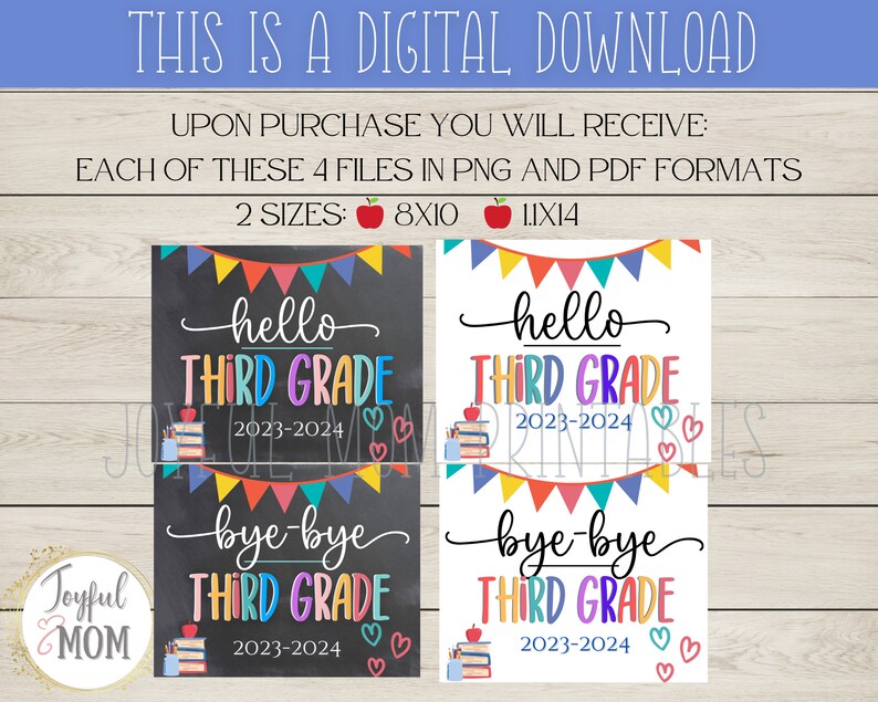 Hello Third Grade Printable Sign First Day of School First and Last Day ...