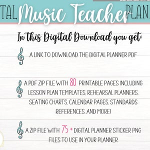 Digital Music Teacher Planner K- 6th Grade| Digital Planner for Music ...
