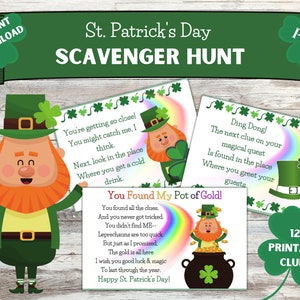 St Patricks Day Scavenger Hunt, Leprechaun Treasure Hunt, St Patricks ...
