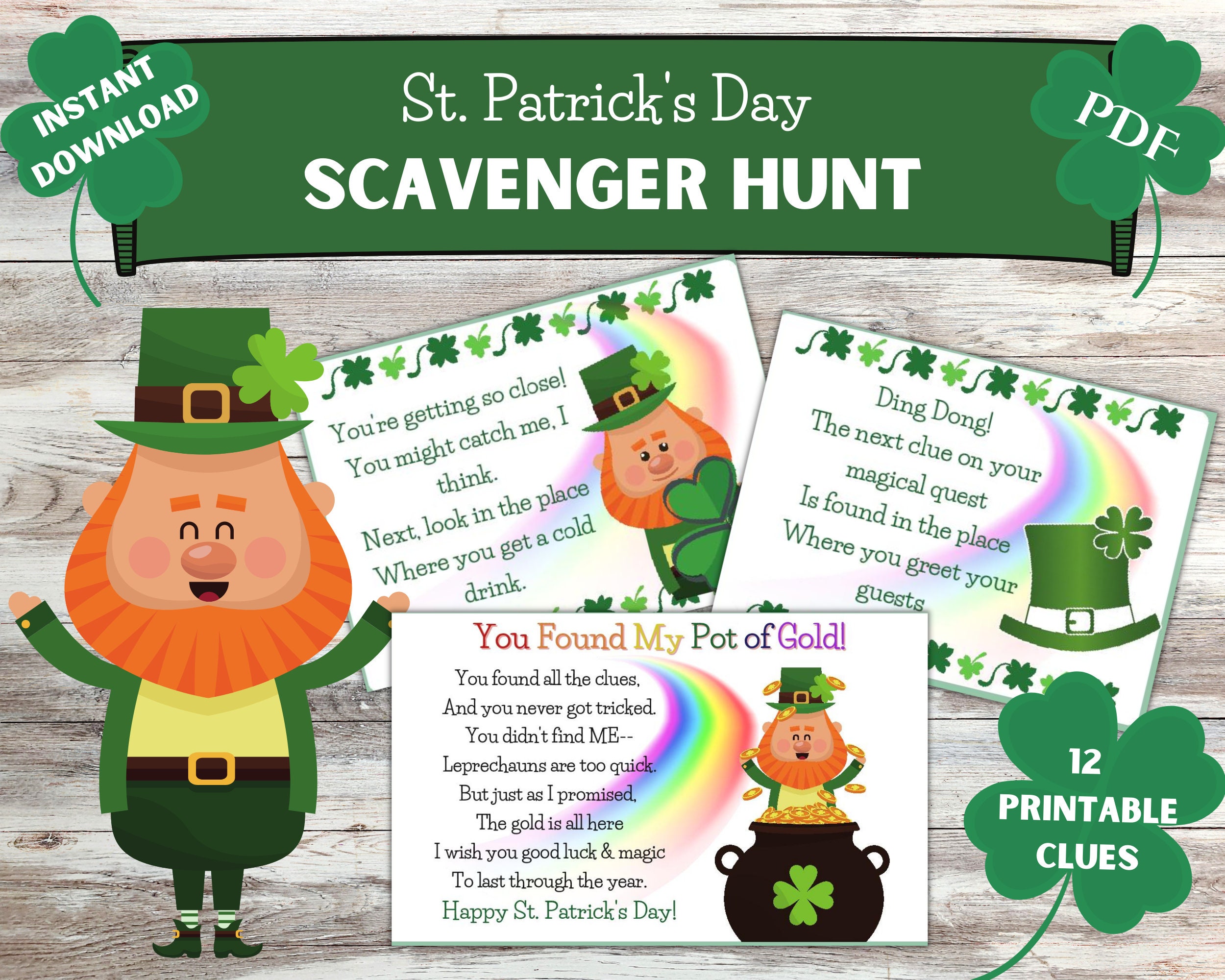 St Patricks Day Scavenger Hunt, Leprechaun Treasure Hunt, St Patricks ...
