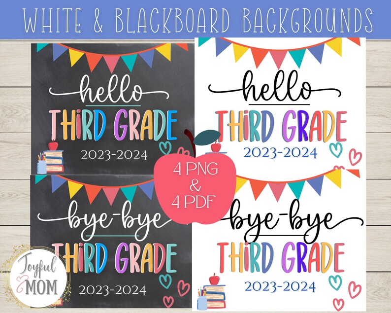 Hello Third Grade Printable Sign First Day of School First and Last Day ...
