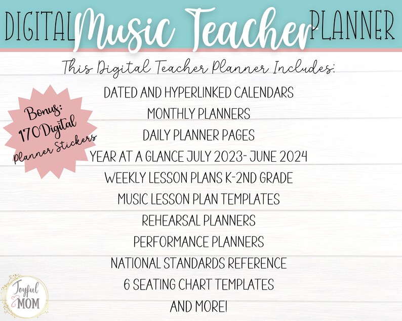 Music Teacher Digital Planner K-2nd Grade Digital Planner for Music ...